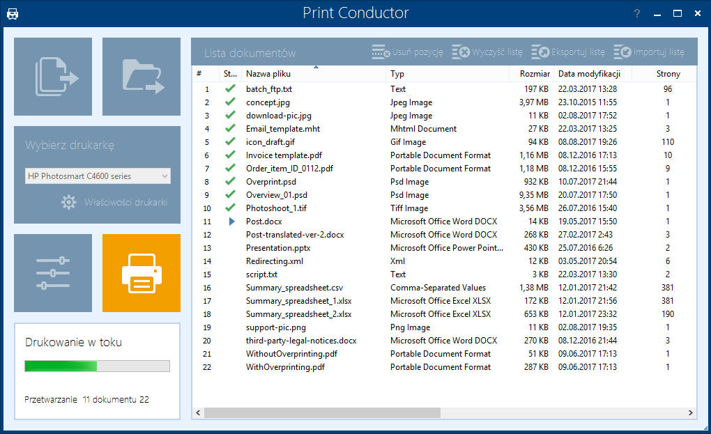 Wielokrotne drukowanie wsadowe PDF, plików tekstowych i obrazów ...